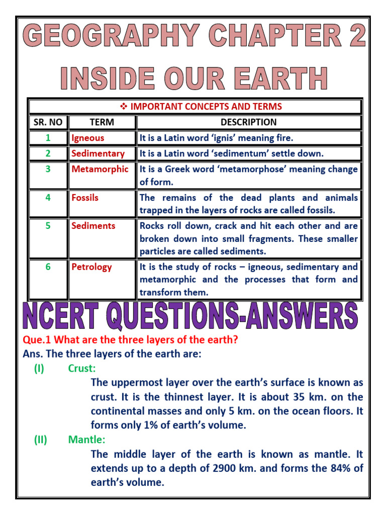 Geography CH-2 Inside Our Earth | PDF