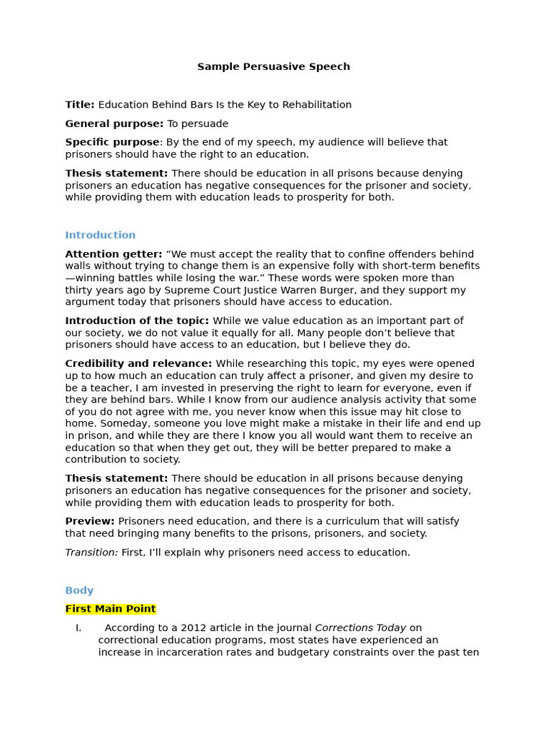 Persuasive Speech | PDF