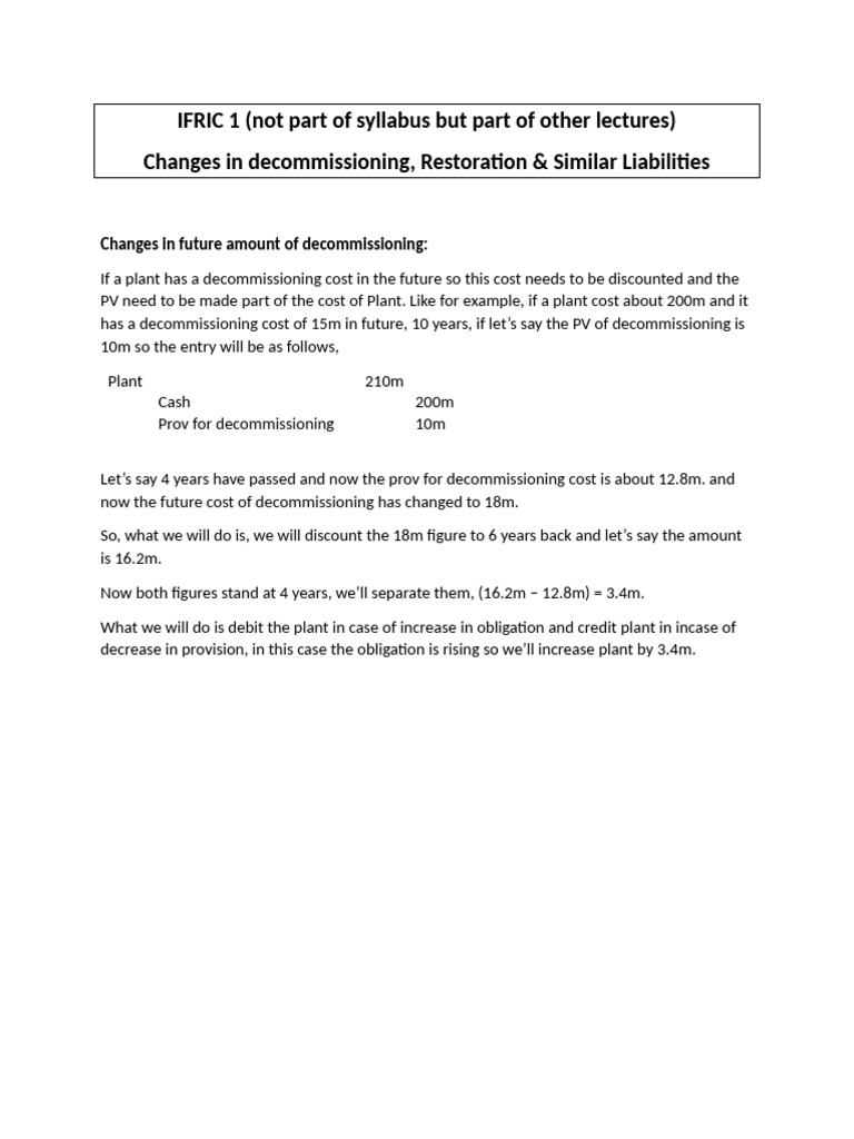 IFRIC 1 (Not Part of Syllabus) | PDF