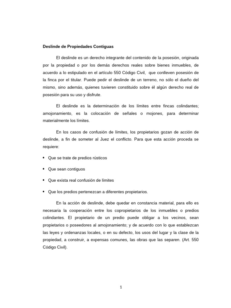 El Deslinde de Propiedades Contiguas | PDF