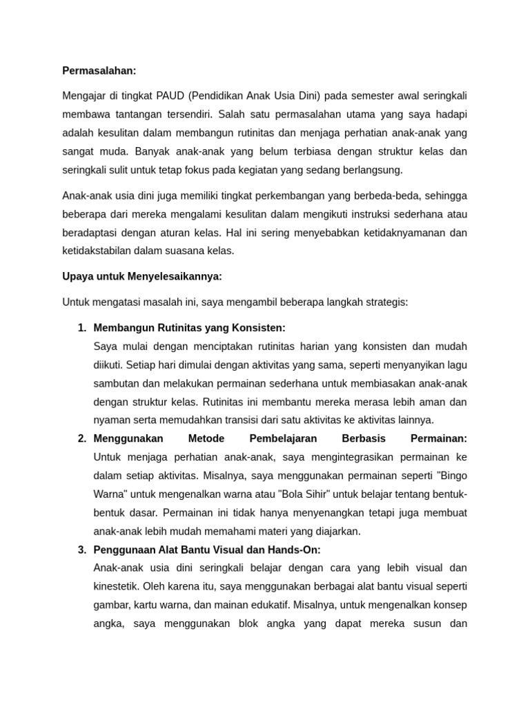 Contoh Studi Kasus - Paud | PDF