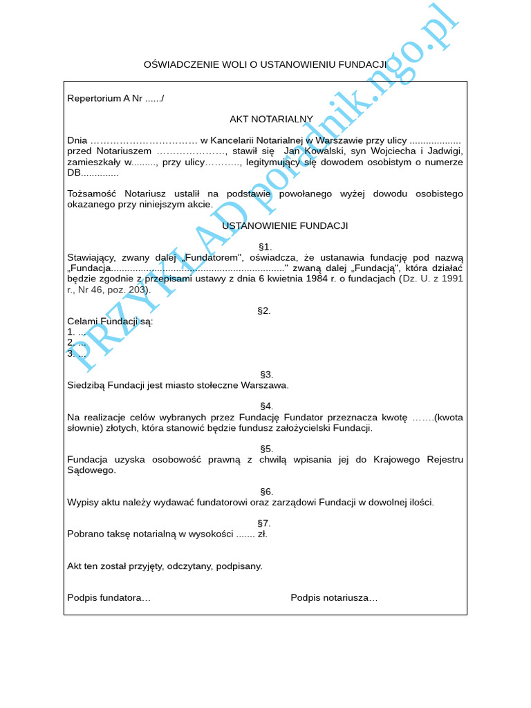 oswiadczenie-woli-o-ustanowieniu-fundacji-ak2021- | PDF