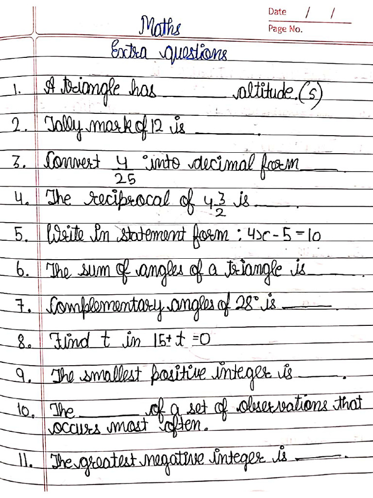 Maths (Extra Questions) | PDF