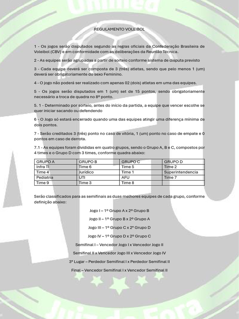 Regulamento Volei | PDF