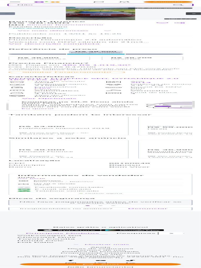 Renault Fluence Sed. Dynamique 2.0 16v Flex Aut.… | PDF