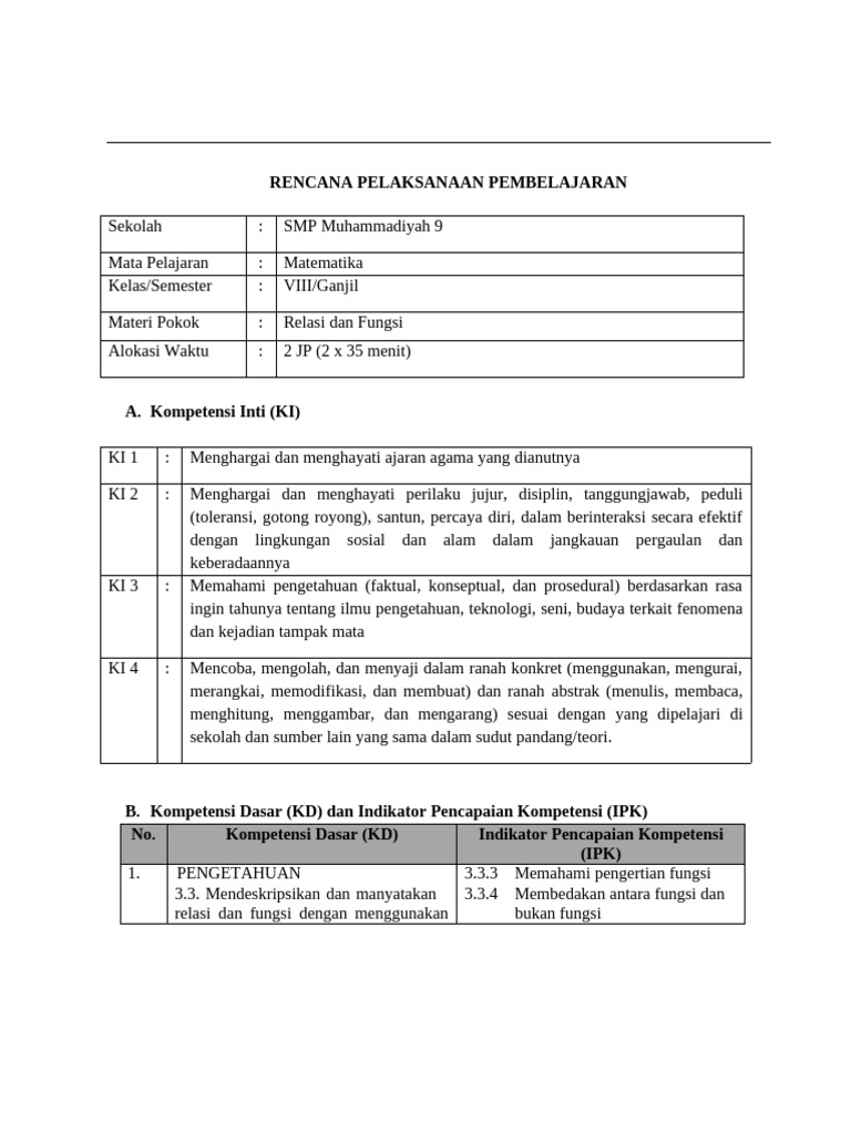 RPP AKSI 1 | PDF