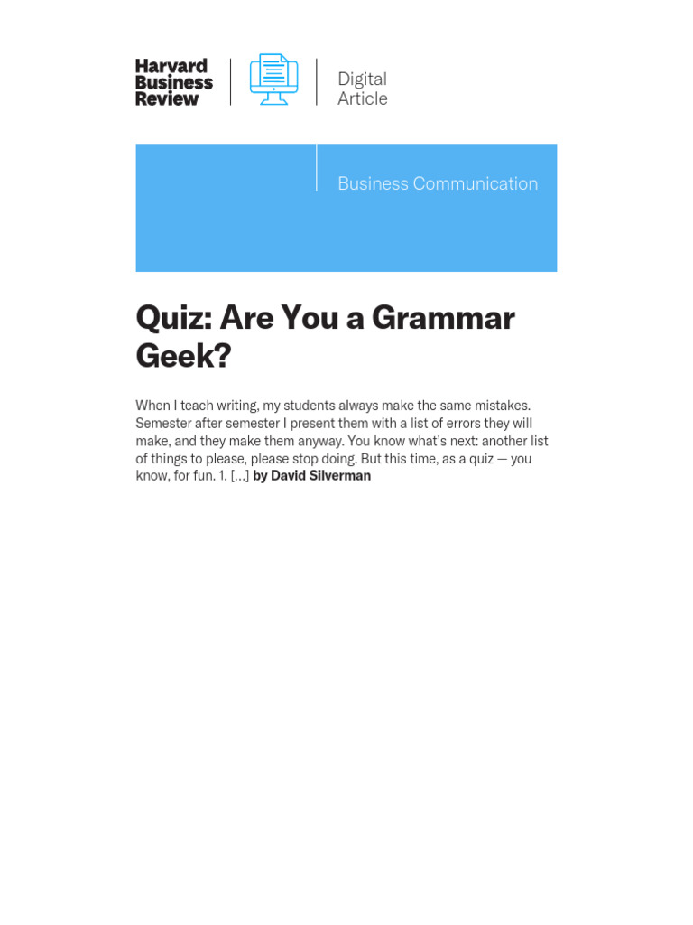 2009 - 03 - Quiz Are You A Grammar Geek | PDF