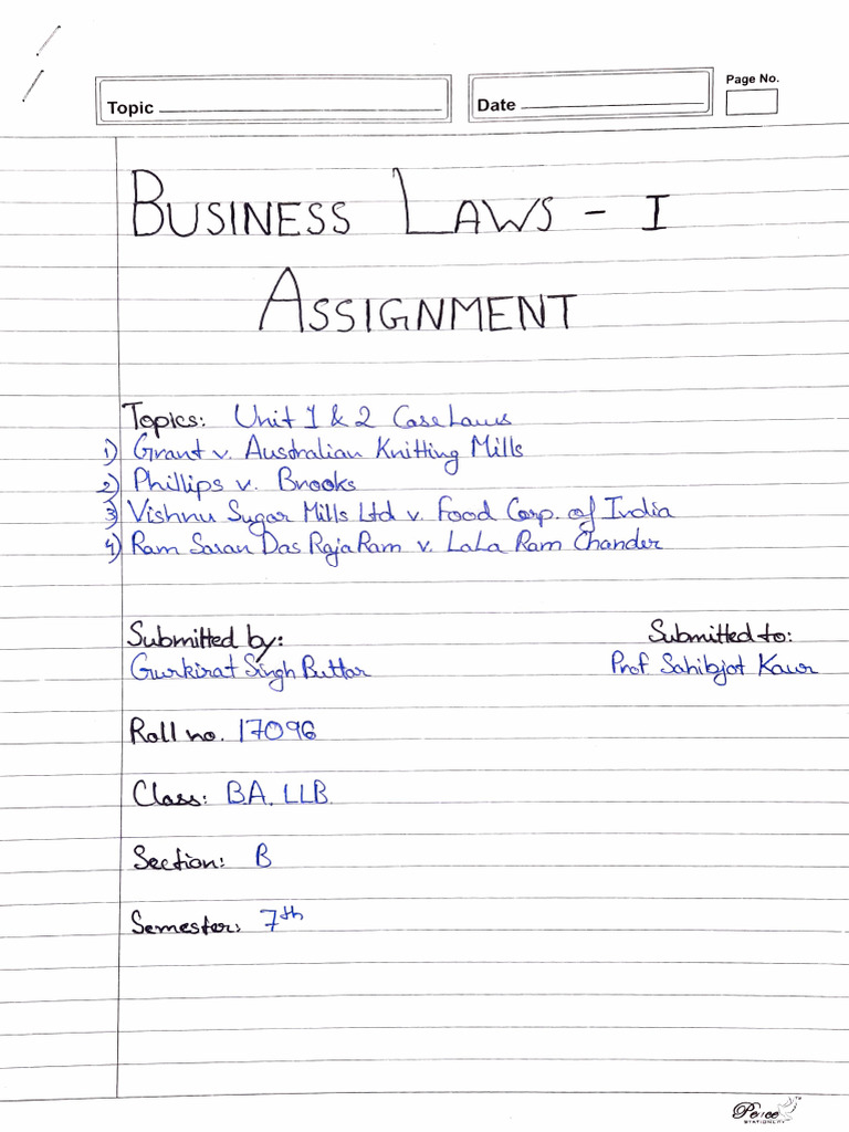 Business Law-I Assignment | PDF