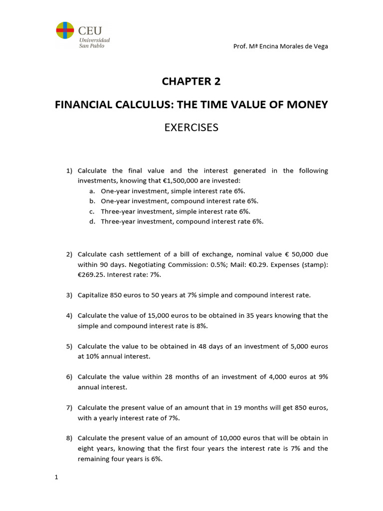 Chapter 2 Exercises 2 | PDF