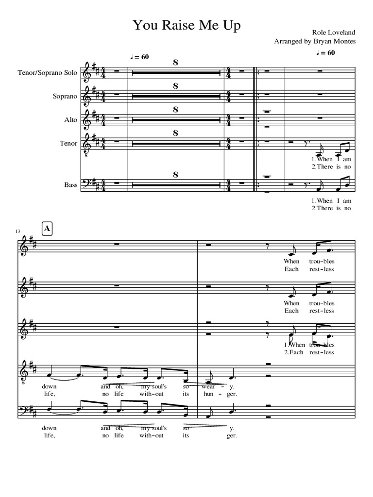 You Raise Me Up Choir Score | PDF | Vocal Music | Singing
