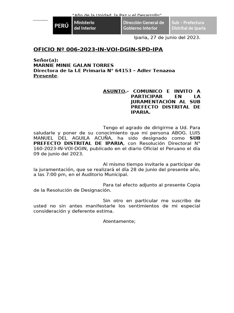 Oficio 006 Ie Primaria | PDF