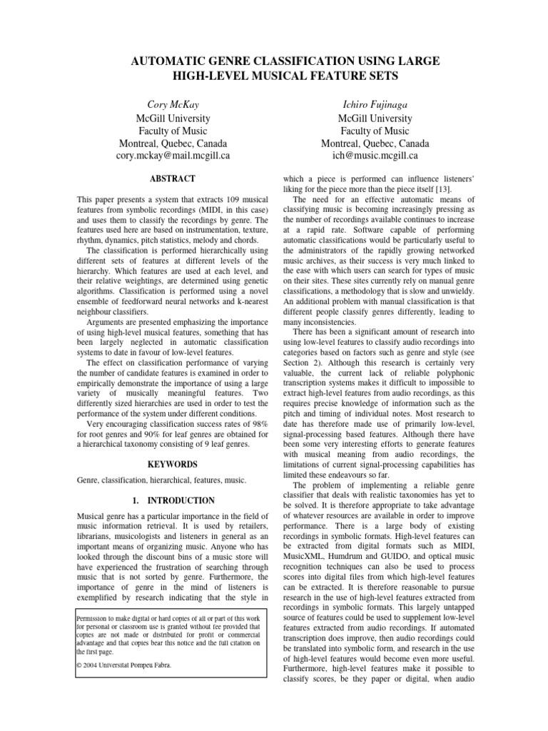 Automatic Genre Classification Using Lar Pdf