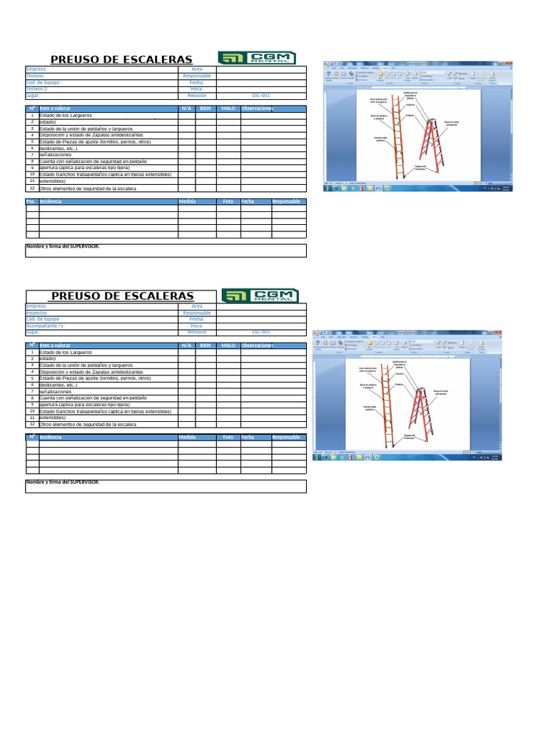 Checklist Preuso Escaleras | PDF