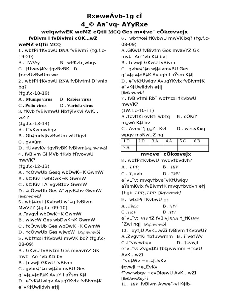 Model Test Book Chapter 4 HSC Zoology | PDF