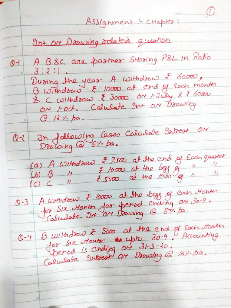 Class 12 Atul Sir - S CH-1 Accounts Assignment | PDF