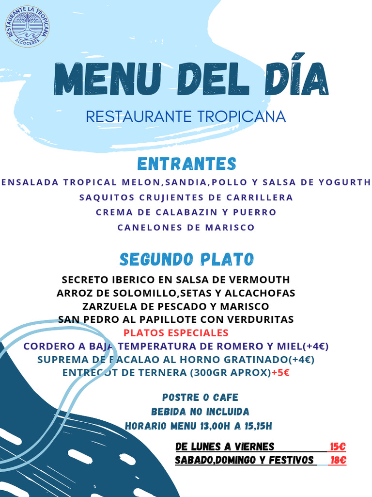 Menu Del Día Final - 2024-10-11T105753.031 | PDF