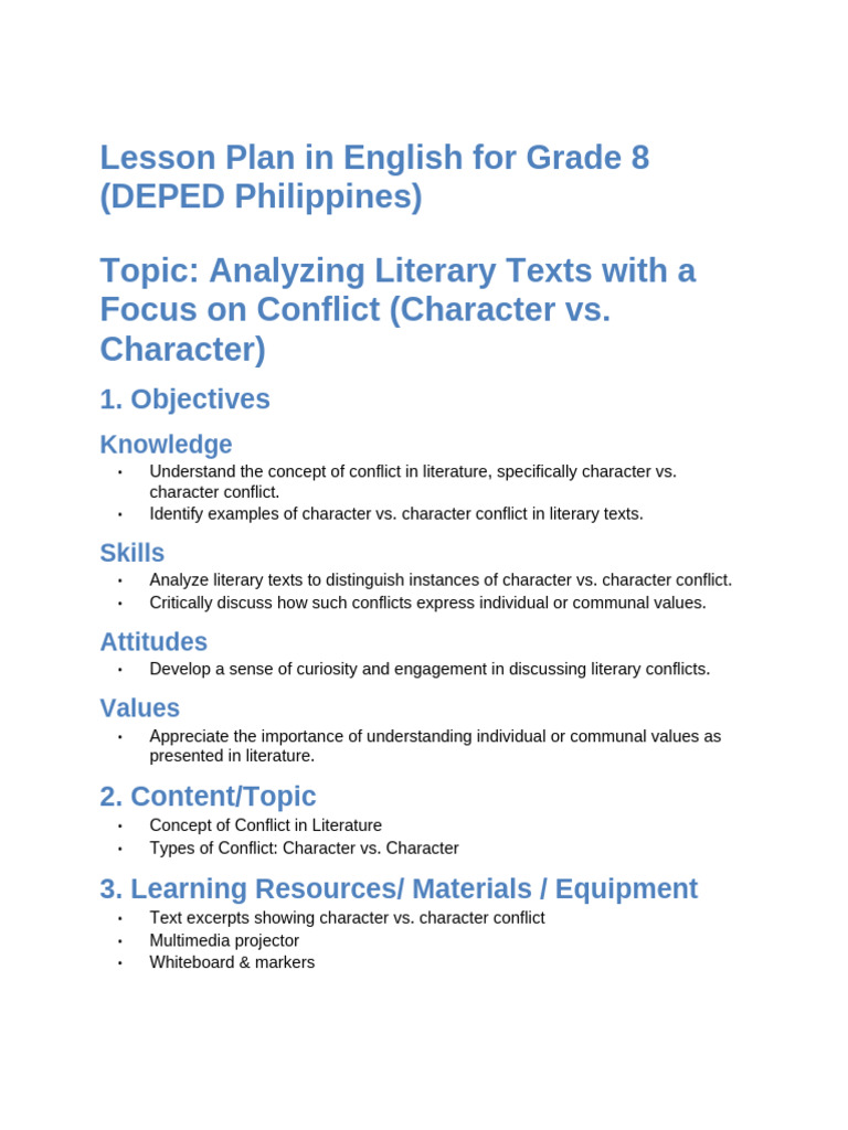 Analyzing Literary Texts With A Focus On Conflict (Character vs ...