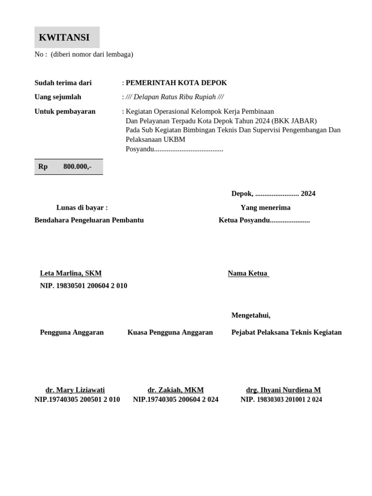 Contoh KWITANSI | PDF