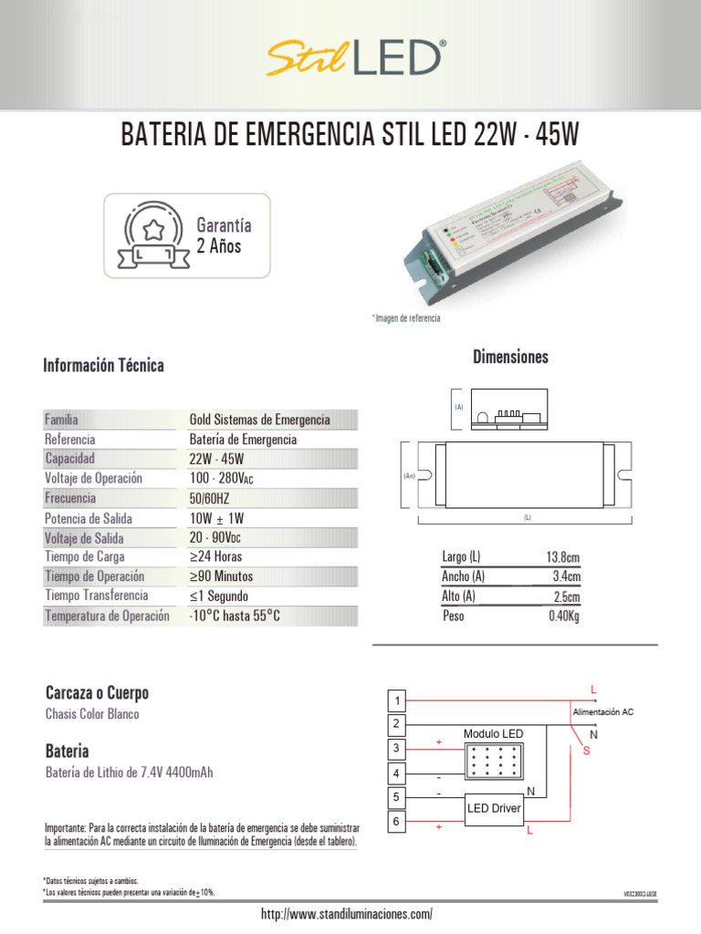 Bateria de Emergencia Stil Led 22-45W - LW | PDF