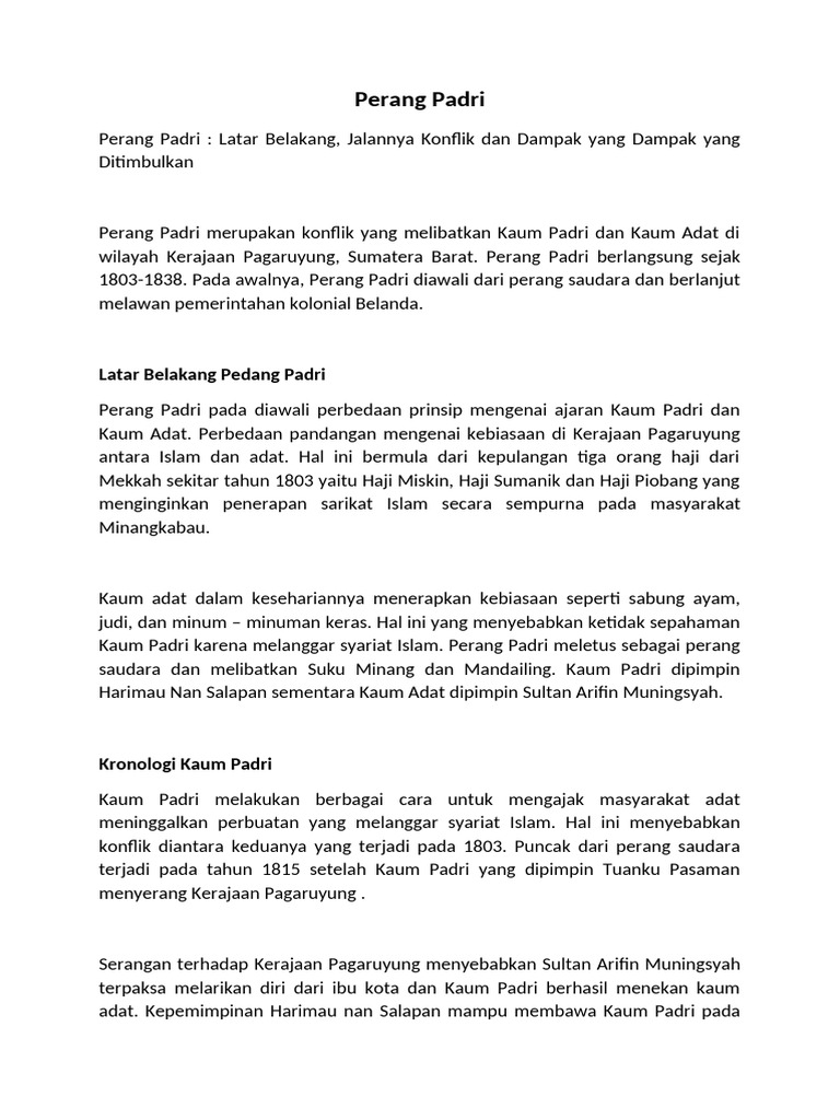 Perang Padri | PDF