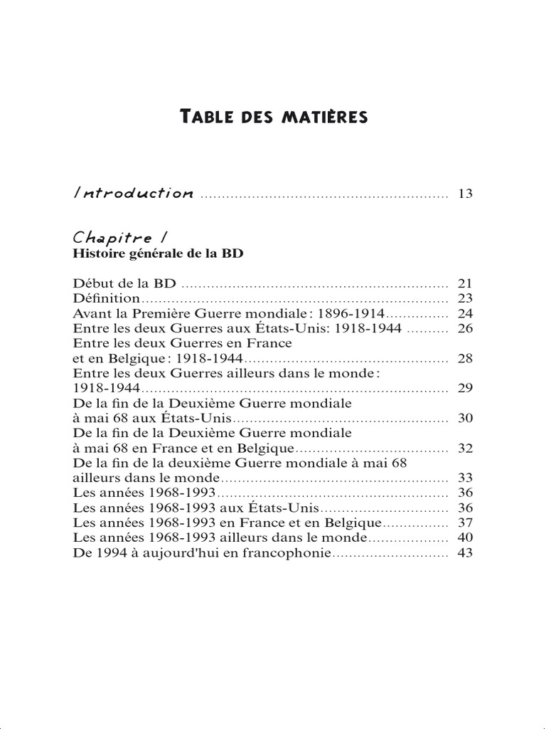 Chapitre I: Table Des Matières | PDF