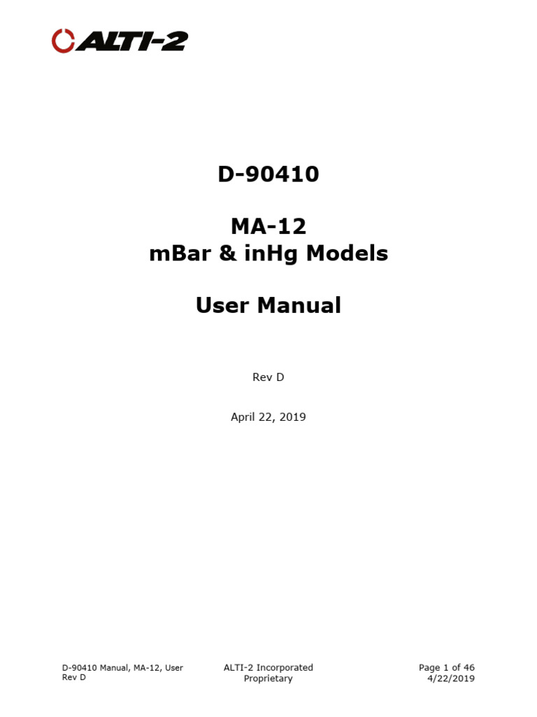Ma 12 Mbar Inhg Models USER MANUAL ENGLISH r12ftc | PDF