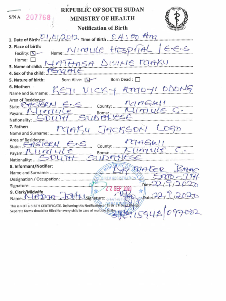 Notification of Birth Forms. | PDF