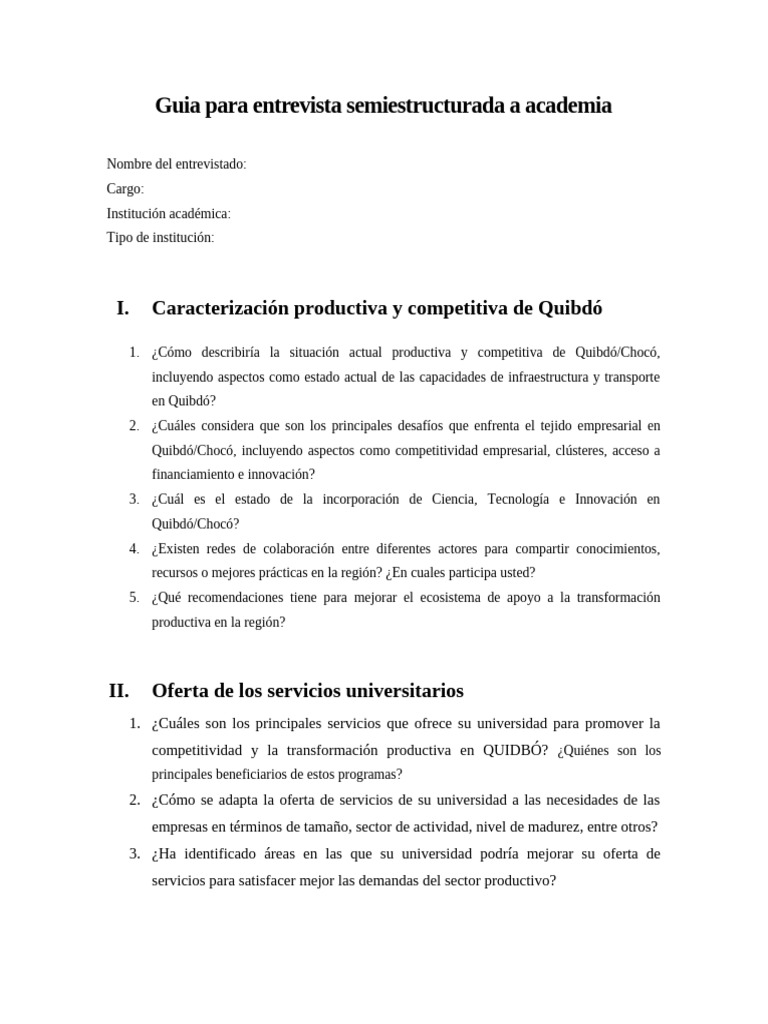 Guia para Entrevista Semiestructurada A Academia | PDF | Empresa de inicio | Crecimiento ...