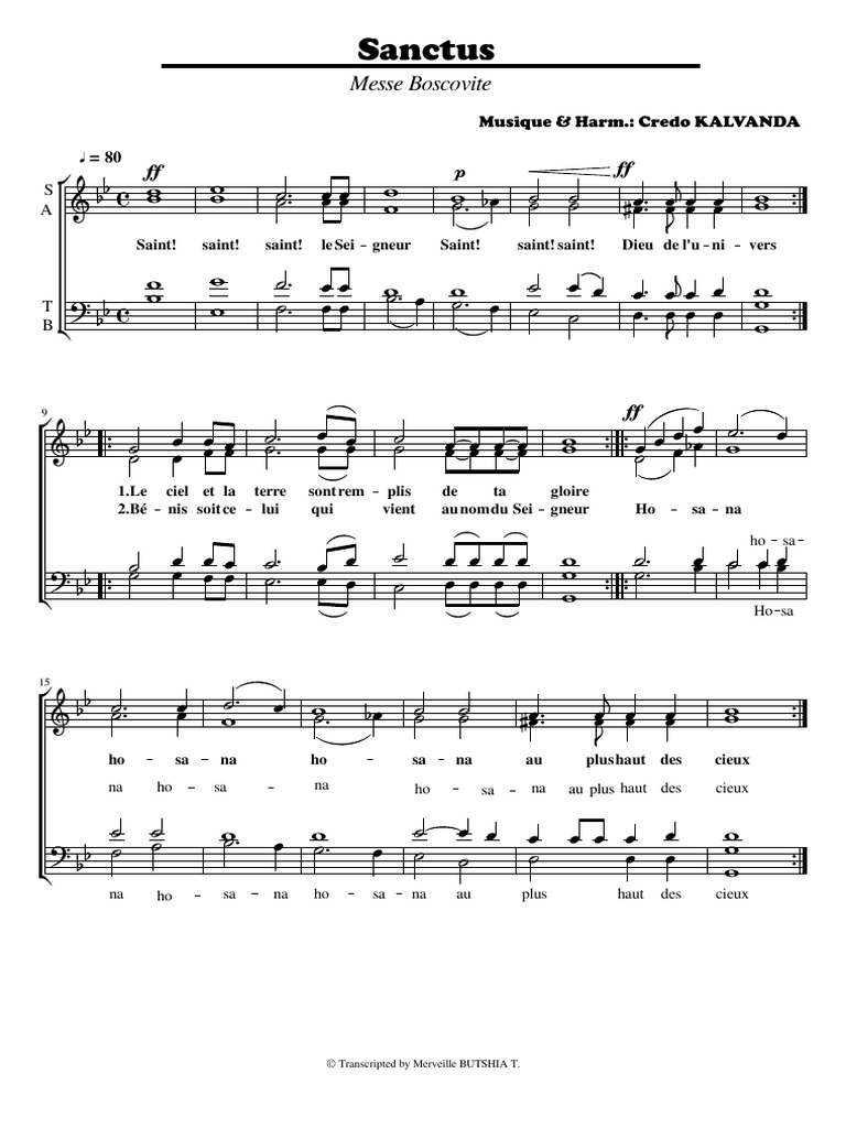Sanctus Messe Boscovite Comp Et Harm Credo KALVANDA | PDF