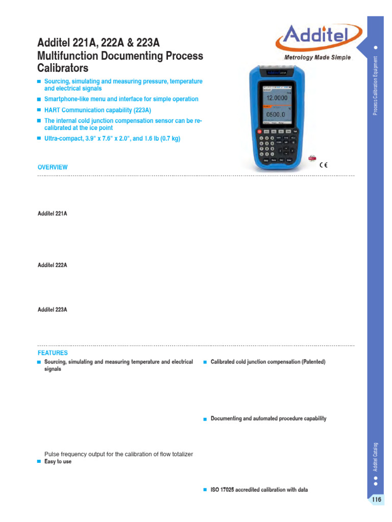 Additel 221A, 222A & 223A Controladores de Procesos | PDF