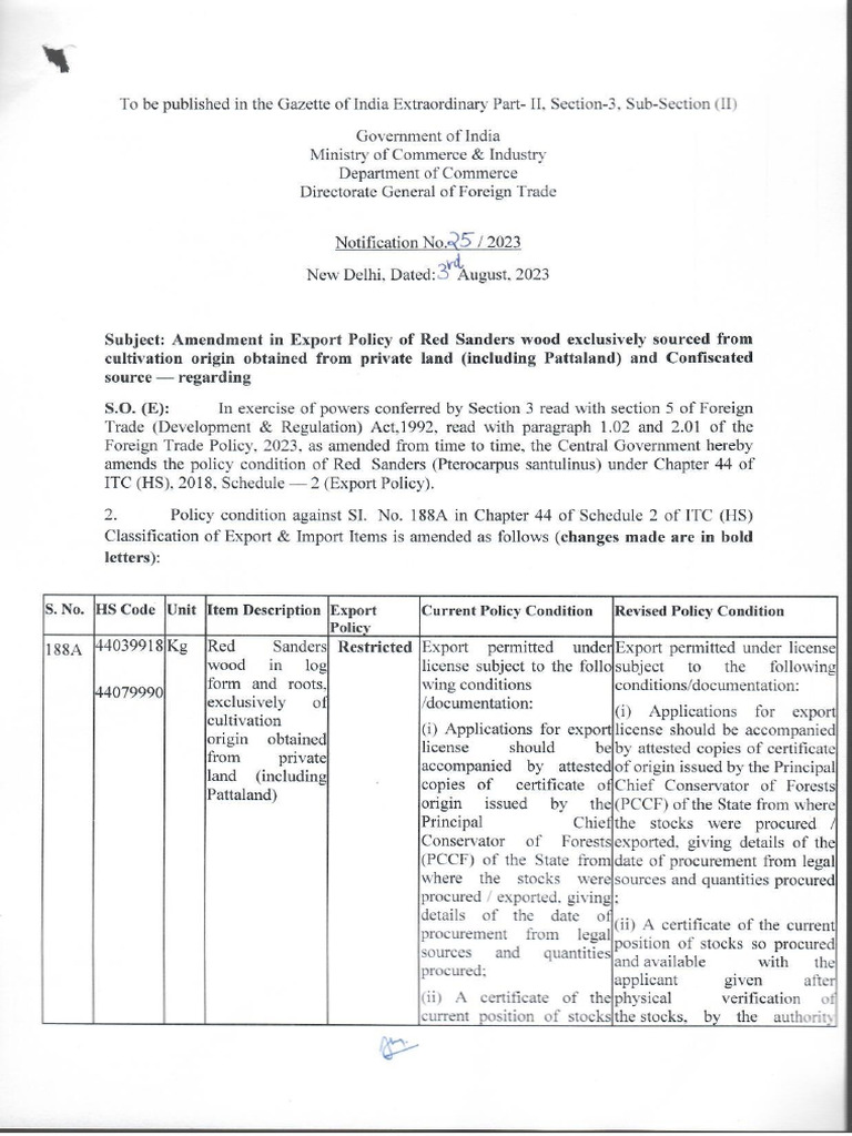 DGFT Notification No. 25-2023 Dated 03.08.2023-English | PDF