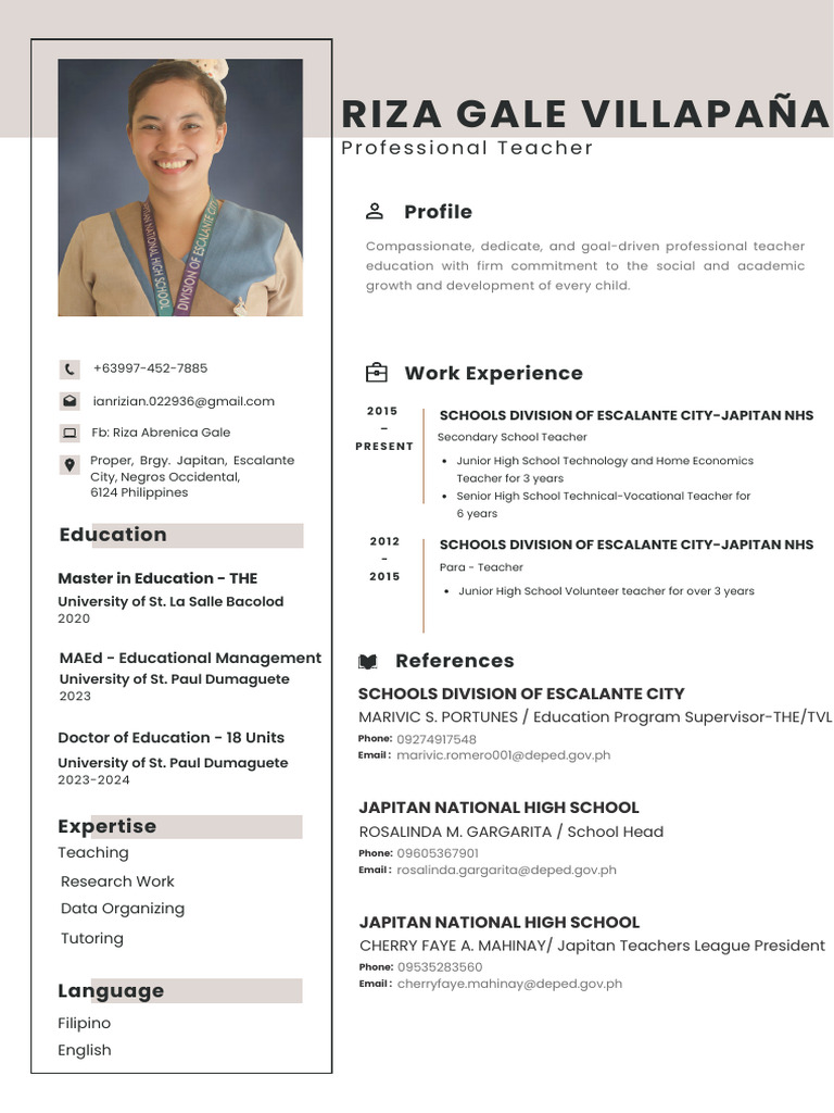 Riza Gale Villapana's Professional CV Resume | PDF