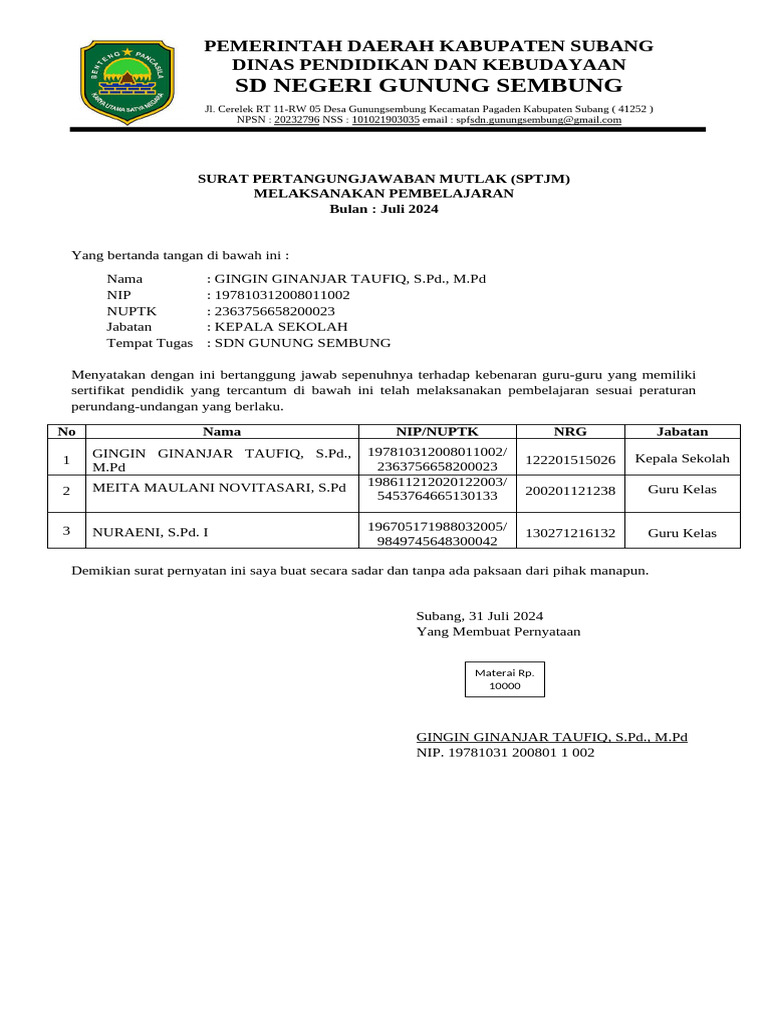 SPTJM Pembelajaran Tri 3 TPG 2024 | PDF