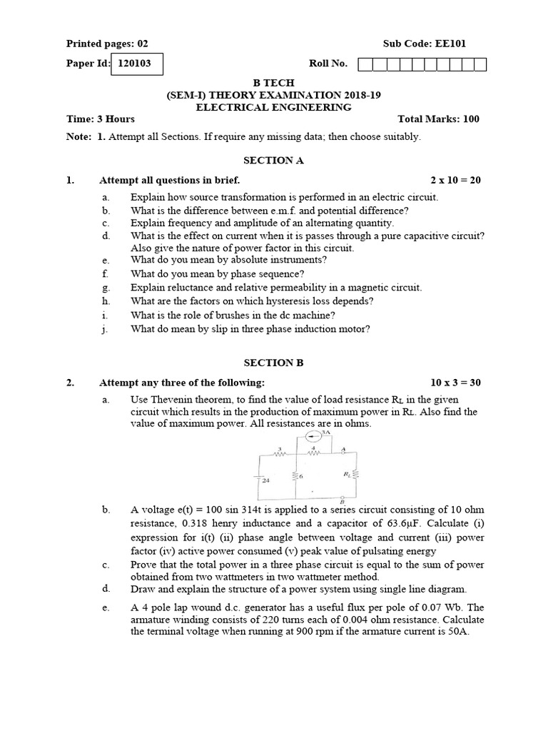 Electrical Engineering EE-101 | PDF