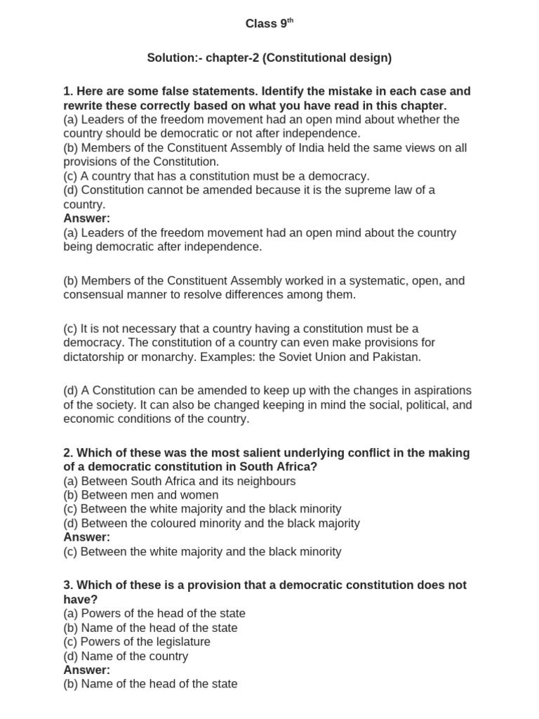 Class 9th Pol - Sci. Chapter-2 (Notebook) | PDF | Apartheid | Constitution