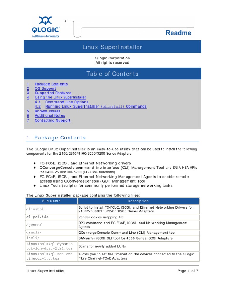 QLogic-Linux Super Installer Readme | PDF | Device Driver | Operating System
