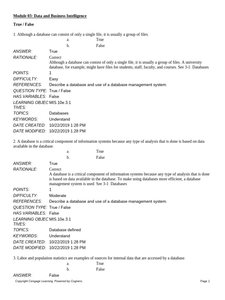 Module 03 Data and Business Intelligence | PDF | Relational Model ...