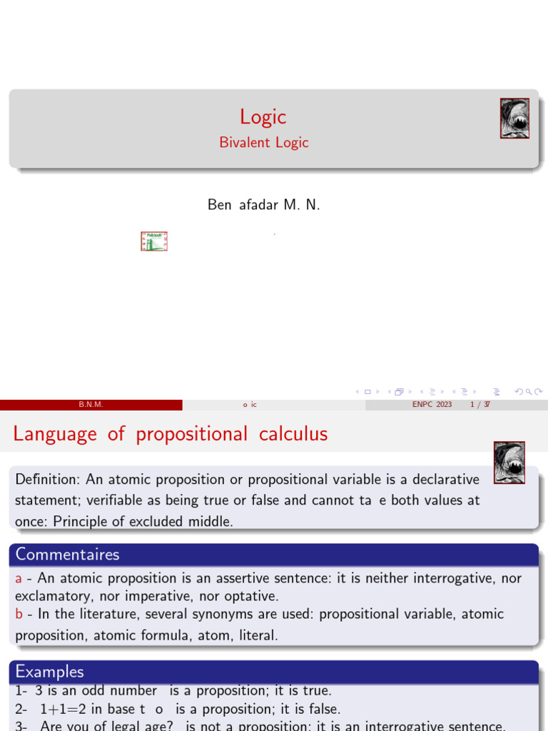 Algebra Logic Note de Cours 1 | PDF