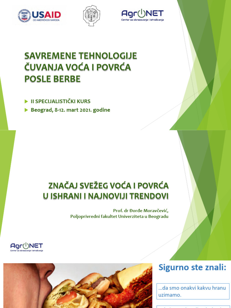 Znacaj Svežeg Povrca I Voca U Ishrani | PDF