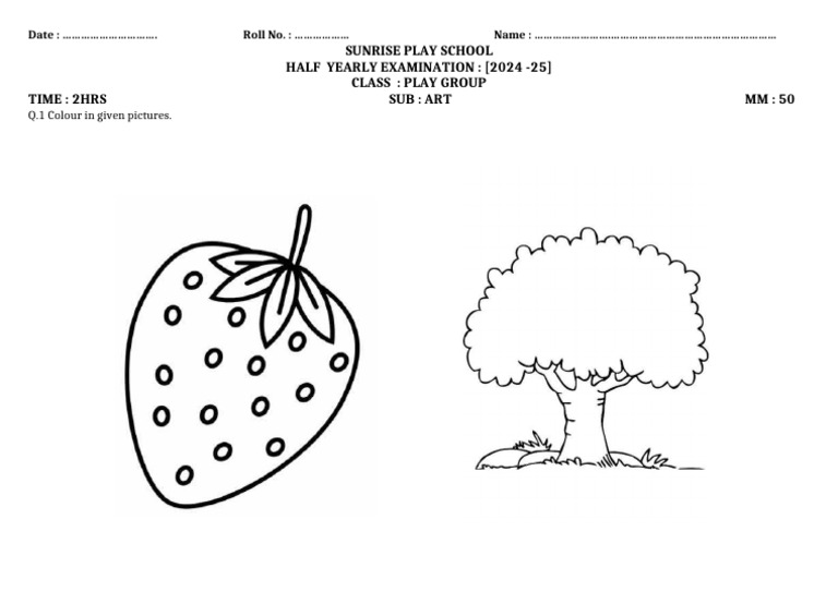 Class-Playgroup Drawing paper half yearly | PDF