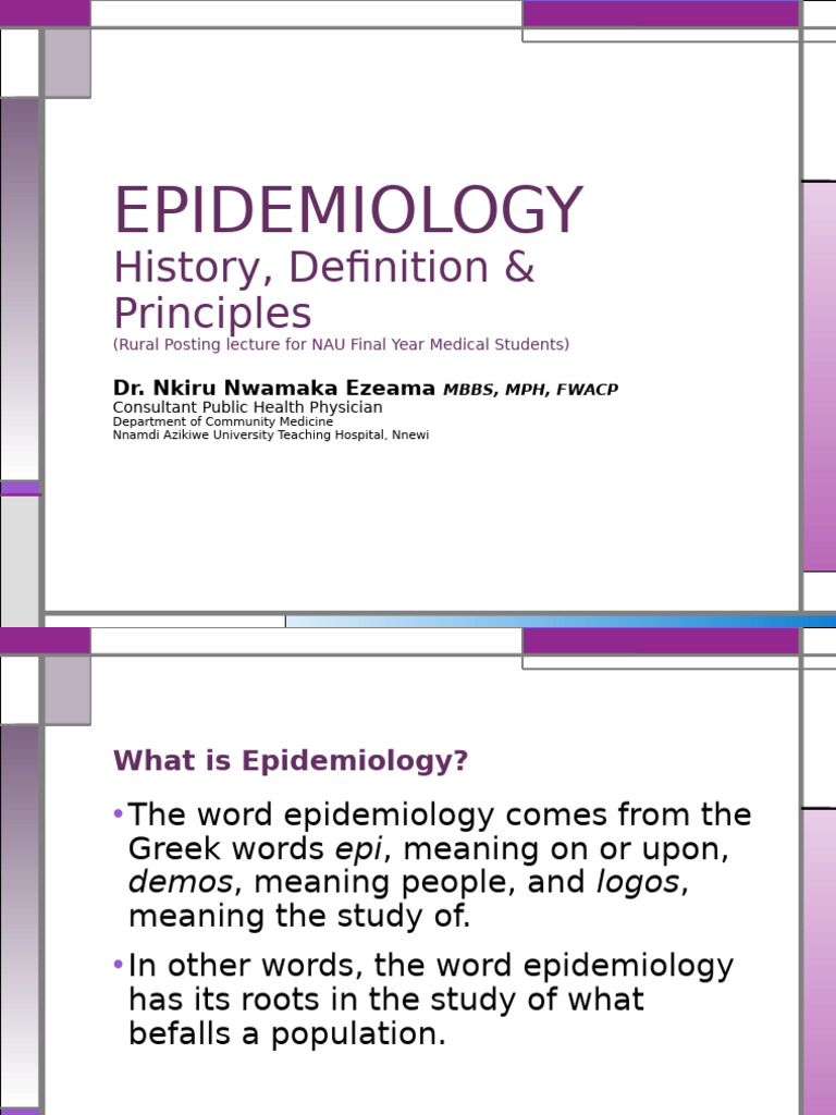 EPIDEMIOLOGY_Definition, History, Principles | PDF