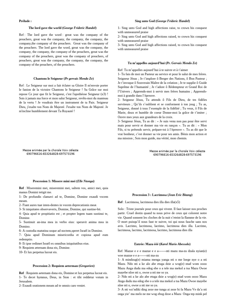 Programme de Messe | PDF