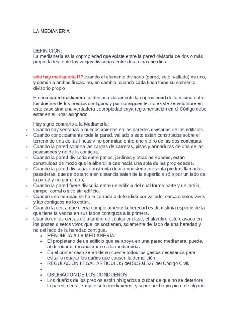 LA MEDIANERIA, Propiedad Horizontal y Modos de Adquirir La Propiedad-1 ...