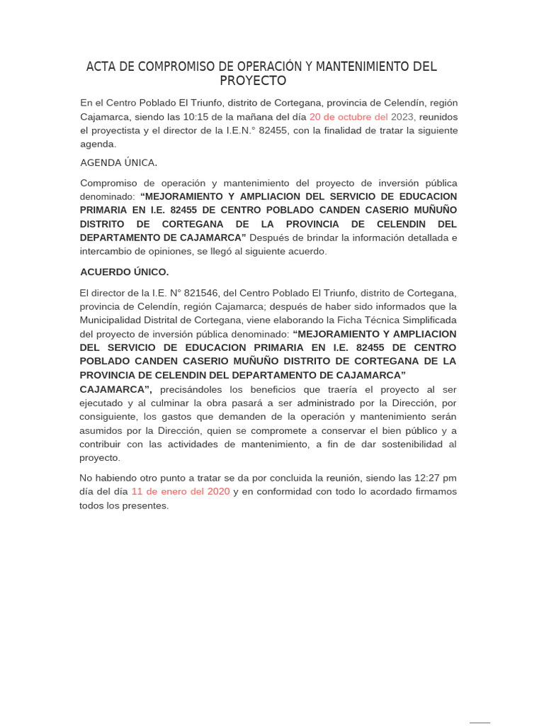 3 Acta de Compromiso de Oym El Triunfo | PDF