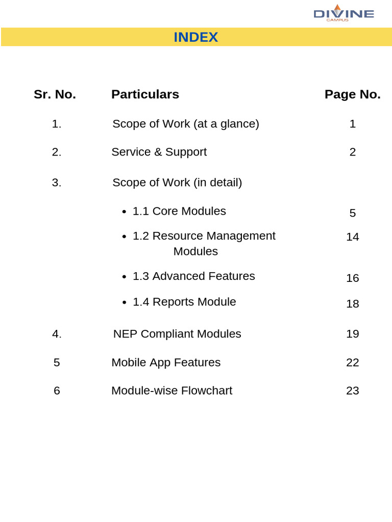 Divine Campus ERP-Technical Specifications | PDF | Menu | Bachelor's Degree