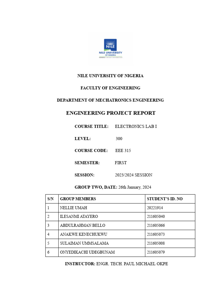 Group Two - Mce - Light Controlled Motor - Eee 315 Lab - 2024 Session | PDF