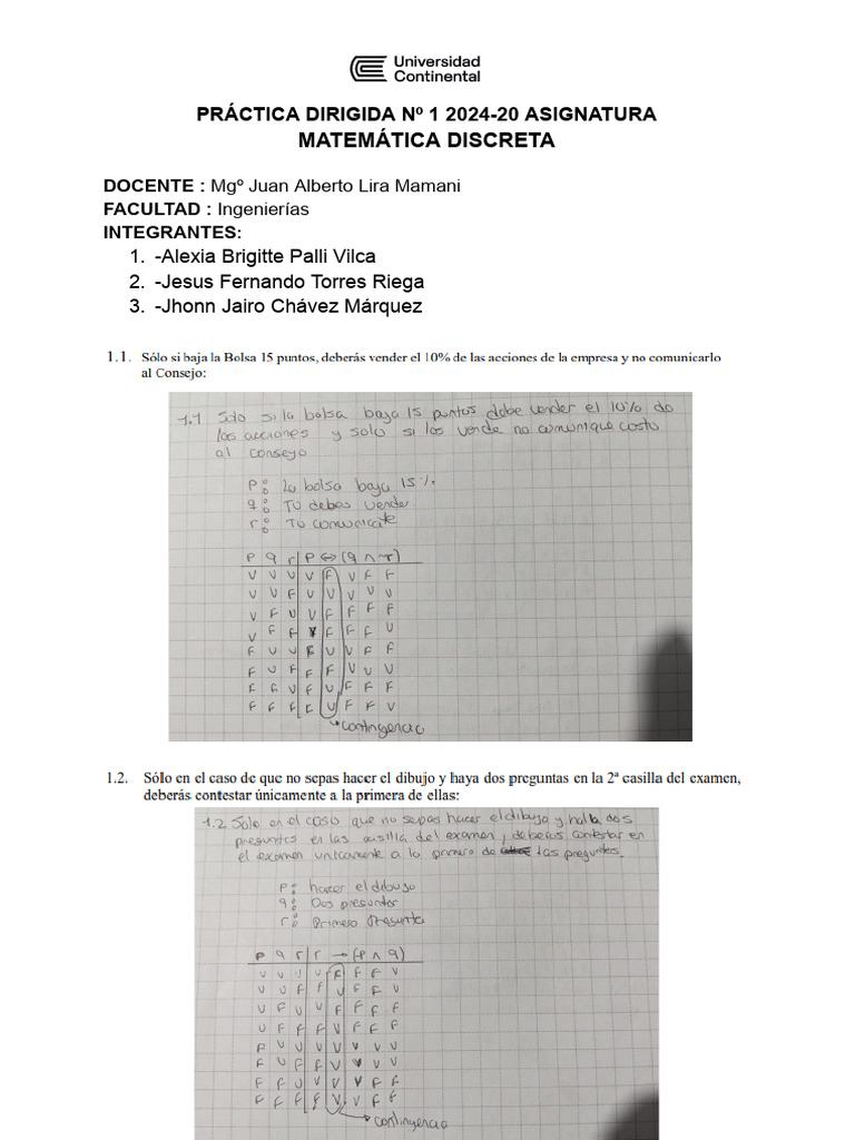 Practica Uno de Matematica Discreta | PDF