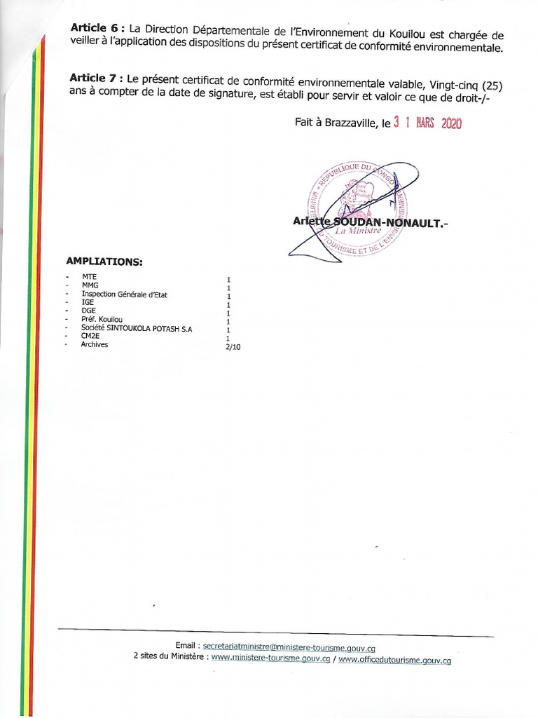 Certificat de Conformité Environnementale Dougou Page 3 | PDF