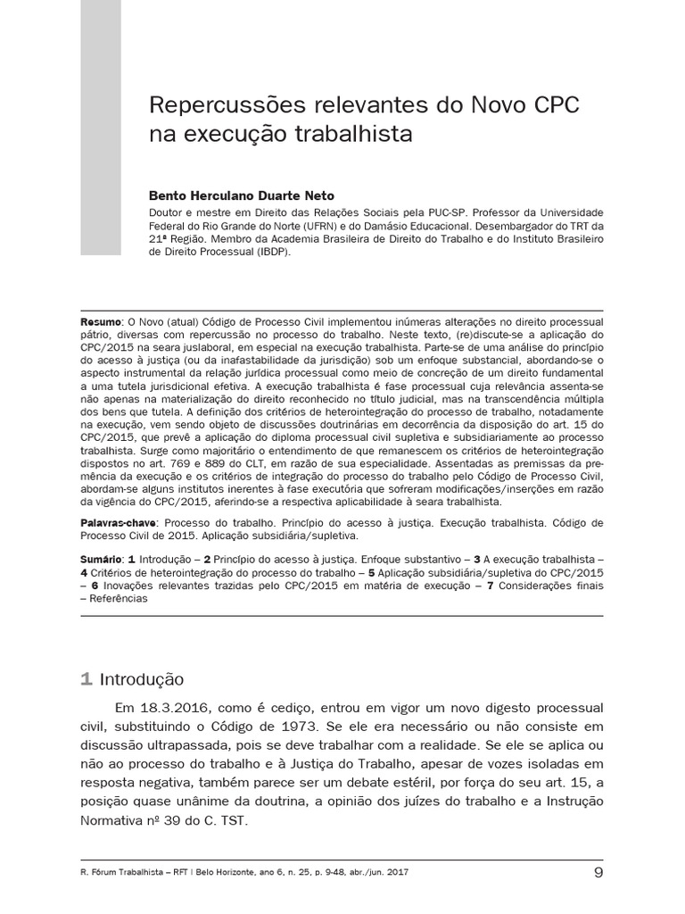 Novo CPC Direito Trabalho | PDF