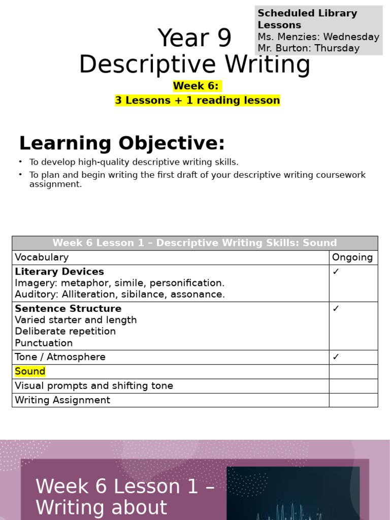 WK 6 Descriptive Writing | PDF